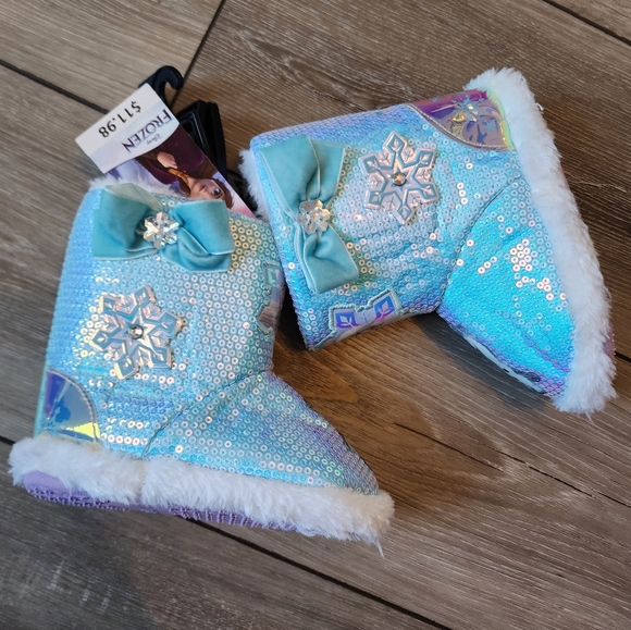 Disney | Shoes | New Disney Frozen Sequin Slipper Boots | Poshmark